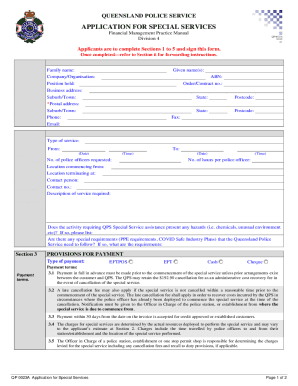 Fillable Online QP0023A Application for Special Services. application ...
