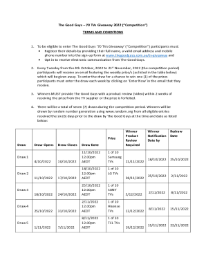 Fillable Online Terms And Conditions Template For Prize Giveaway Pdf ...