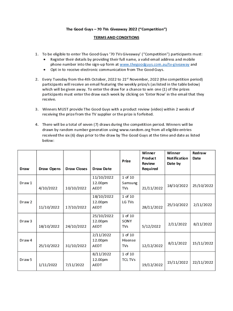 Fillable Online Terms And Conditions Template For Prize Giveaway Pdf Fax Email Print - pdfFiller