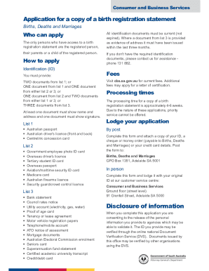 Fillable Online Birth Registration Statement Form. Birth Registration ...