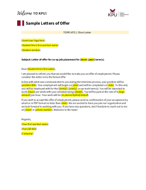 Fillable Online Employer Welcome Package - Sample Letters of Offer Fax ...