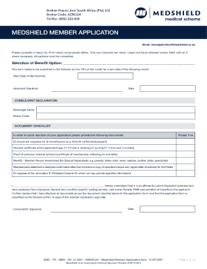 Fillable Online Scheme Forms for Members - Medshield Fax Email Print ...