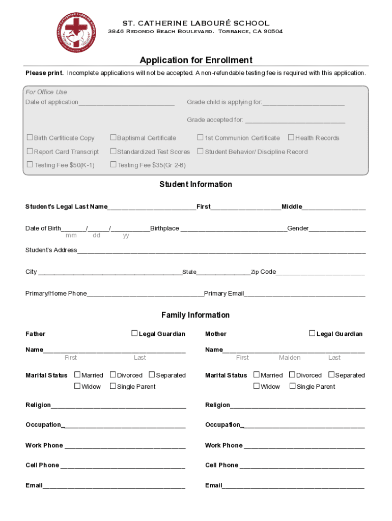 Fillable Online Admissions Procedure - St. Catherine Labour School Fax Email Print - pdfFiller