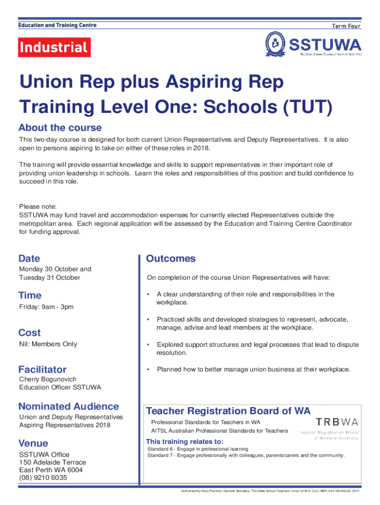 Fillable Online Union Rep Level 1 plus Aspiring Union Reps.pdf Fax Email Print - pdfFiller
