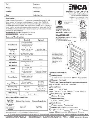 Fillable Online FSD-3V - 1.5, 3 Hr / Class I & II c/w sleeve / 3V Blade ...