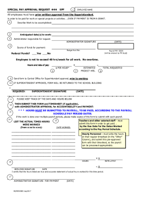 Fillable Online SPECIAL PAY REQUEST FORM blank Rev July2017 Fax Email Print - pdfFiller