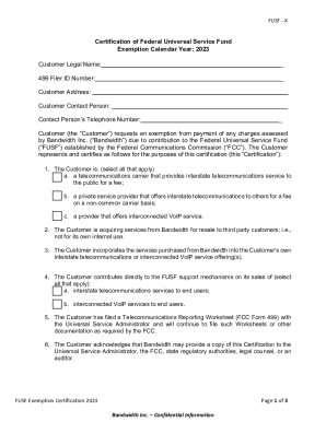 Fillable Online FCC 499A and FUSF Exemption Certificates - Inteserra ...