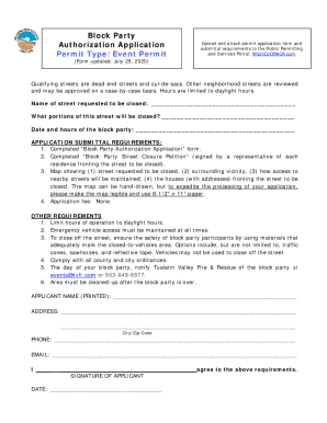 Fillable Online Block Party Authorization Application Permit Type Fax ...