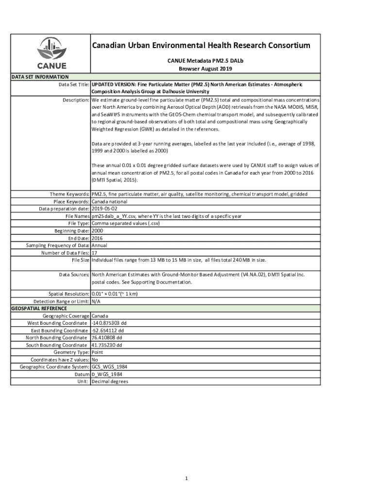 Fillable Online 1 Standardized, linkable, analysis-ready environmental data ... Fax Email Print ...