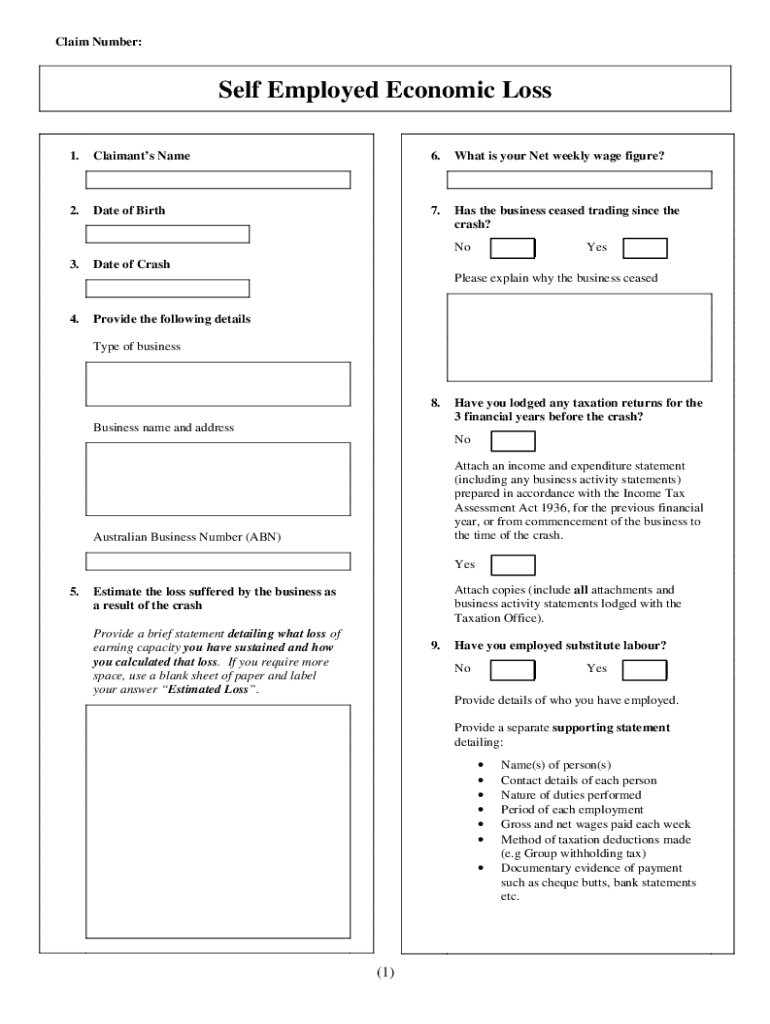 Fillable Online Can I claim loss of earnings as part of a personal ...