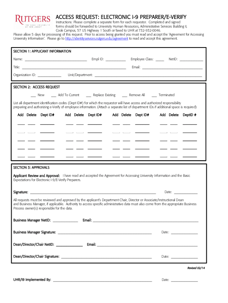 Fillable Online uhr rutgers Form I-9 & E-Verify Procedure - UNC ...