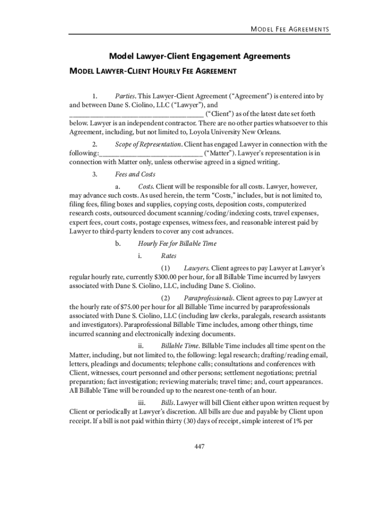 Fillable Online Model Lawyer-Client Engagement Agreements Fax Email ...