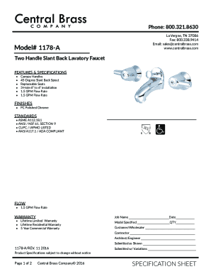 Fillable Online Model# 1178-A - RONA Fax Email Print - pdfFiller