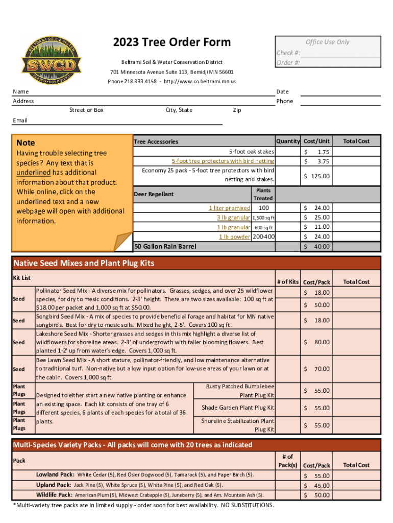 Fillable Online Tree Program - Soil and Water Conservation District Fax ...