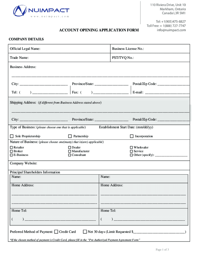 Fillable Online Account Opening Application Form (EN) Fax Email Print ...