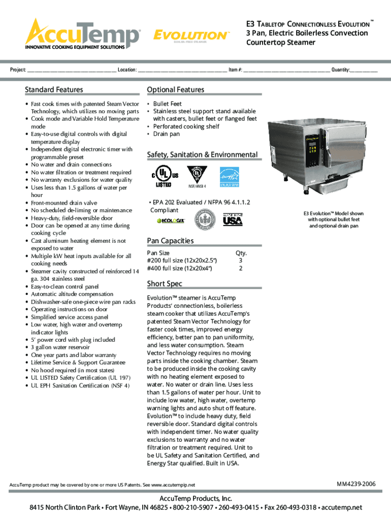 Fillable Online AccuTemp E64803E140 Evolution 6 Pan Countertop Electric ...