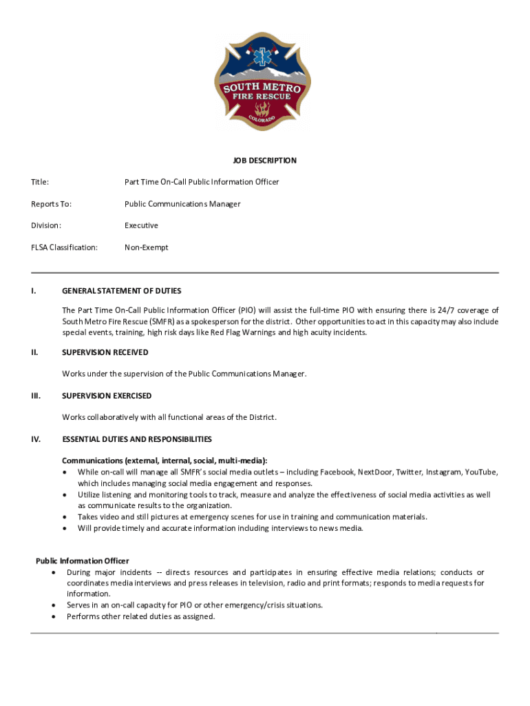 Fillable Online What is the Role of a Public Information Officer (PIO ...