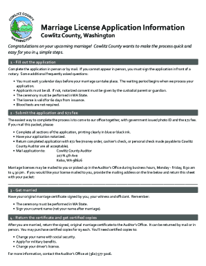 Fillable Online Cowlitz County WA Marriage Certificate Application Fax ...