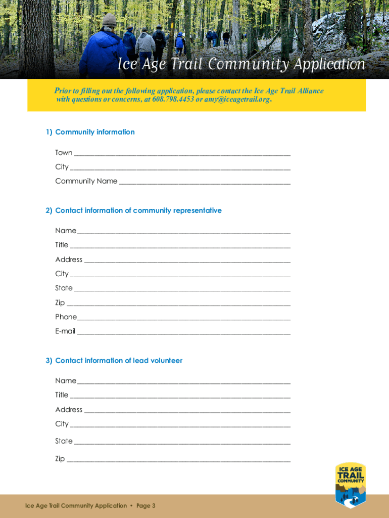 Fillable Online ice age trail - community application Fax Email Print - pdfFiller