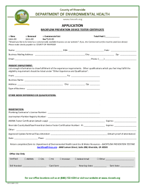 Fillable Online BACKFLOW PREVENTION DEVICE TESTER CERTIFICATE Fax Email ...
