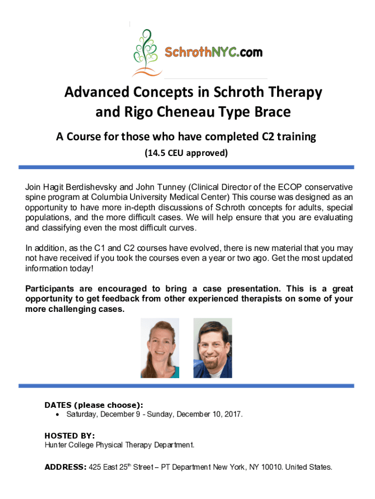 Fillable Online Advanced Concepts in Schroth Therapy and Rigo Cheneau ...