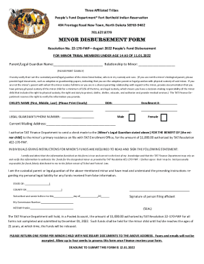 Fillable Online MINOR DISBURSEMENT FORM Fax Email Print - pdfFiller