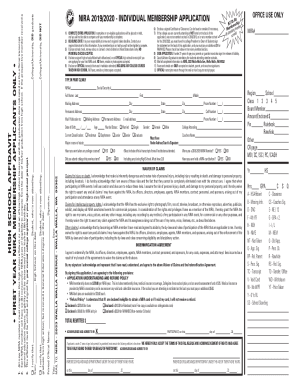 Fillable Online NIRA 2019/2020 - INDIVIDUAL MEMBERSHIP APPLICATION HIGH ...