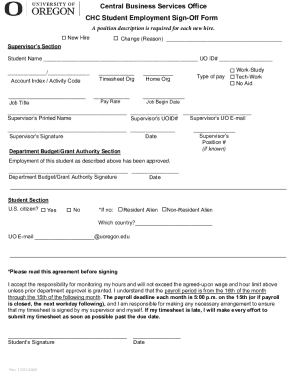 Fillable Online Student Employment Sign-Off Forms and Information Fax ...