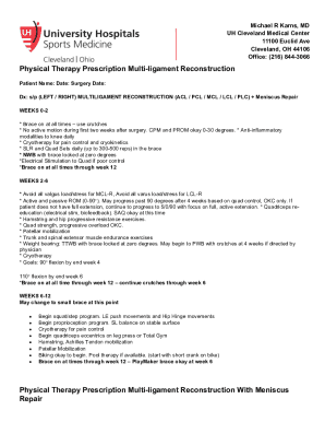 Fillable Online Physical Therapy Prescription Multi-ligament ...