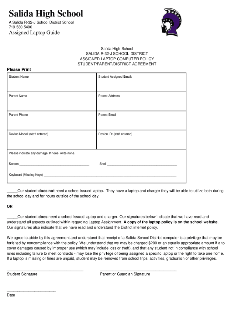 Fillable Online one-to-one laptop policy HEA.docx - Salida High School Fax Email Print - pdfFiller