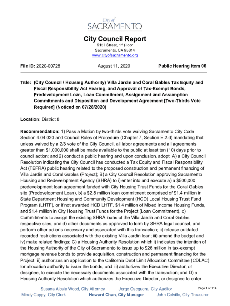 Fillable Online City of Sacramento City Council - 2PM Report 915 I ...