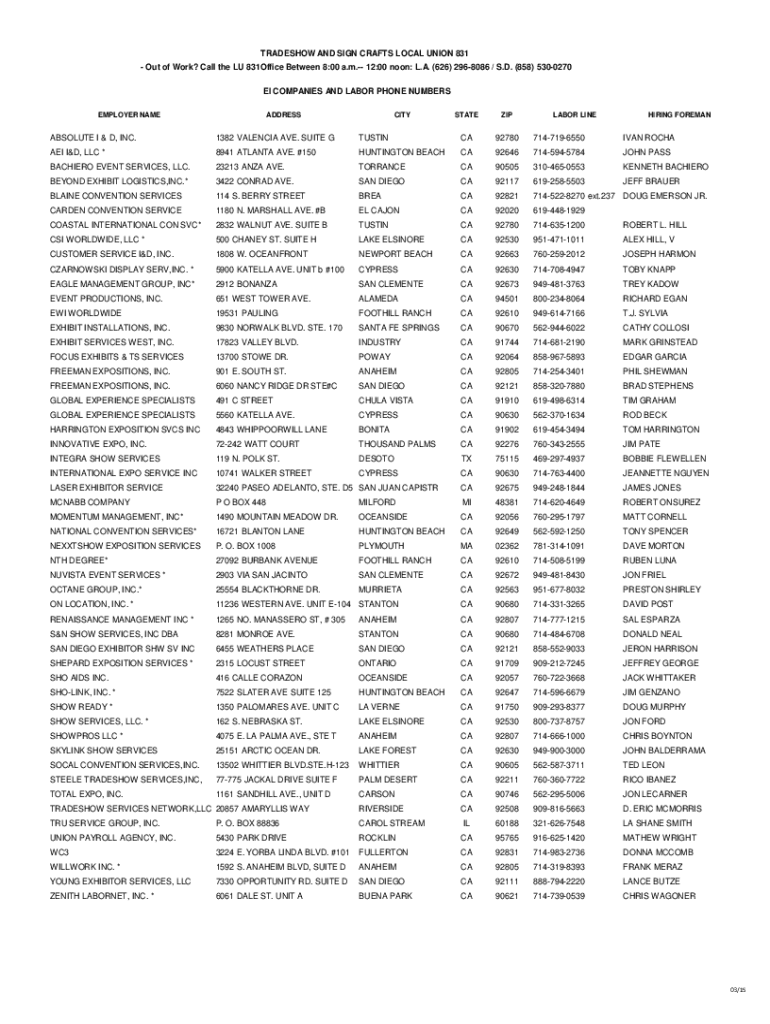 Fillable Online - Out of Work Fax Email Print - pdfFiller
