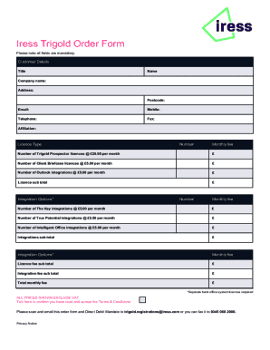 Fillable Online IRESS Trigold Order Form - PMS Mortgage Club Fax Email Print - pdfFiller
