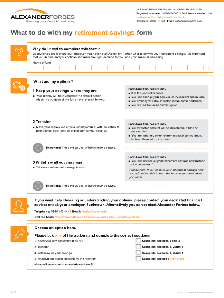 Fillable Online What to do with my retirement savings form Fax Email ...