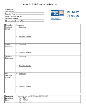 Fillable Online Infant CLASS Observation Feedback Form FY23 Fax Email ...