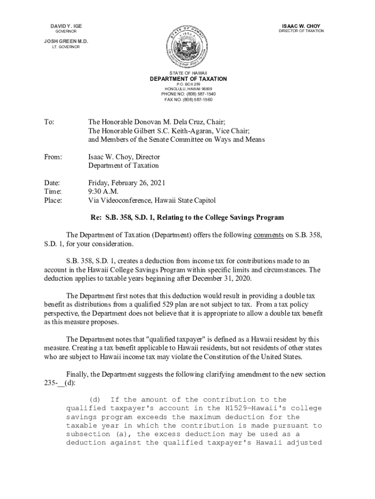 Fillable Online The Honorable Gilbert S.C. Keith-Agaran, Vice Chair Fax ...
