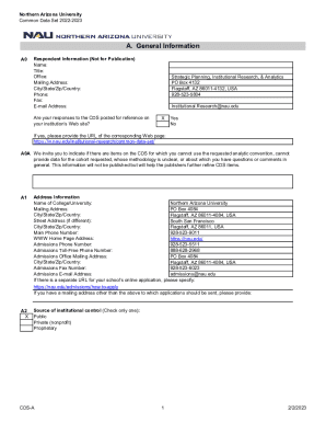 Fillable Online Common Data Set 2022-2023 - Northern Arizona University ...