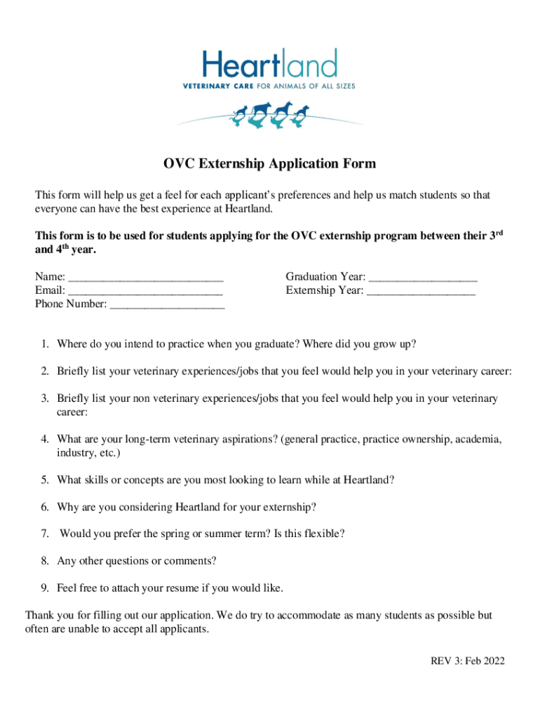 Fillable Online OVC Externship Application Form Fax Email Print - pdfFiller