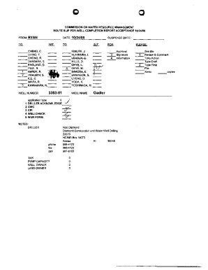 Fillable Online ROUTE SLIP FOR WELL COMPLETION REPORT ACCEPTANCE ...