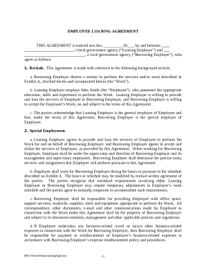 Employee Loaning Agmt Doc Template | pdfFiller