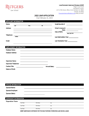 Fillable Online law rutgers Loan Repayment Assistance Program (LRAP ...