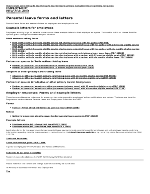 Fillable Online Parental leave forms and letters - Employment New ...