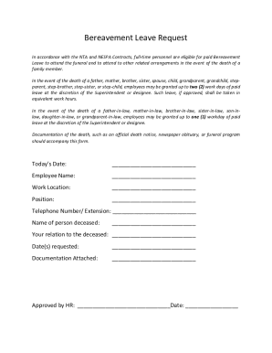 Fillable Online Bereavement Leave: How to Prepare for the Unexpected ...