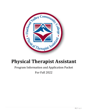 Fillable Online Physical Therapist Assistant Program Application Packet ...