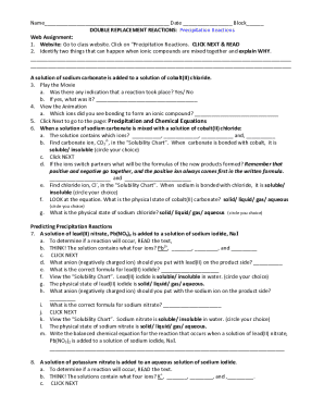 Fillable Online 7.01: Types of Chemical Reactions - Double Displacement ... Fax Email Print ...