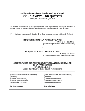 indiquer le numro de dossier - Cour d'appel du Qubec Doc Template ...