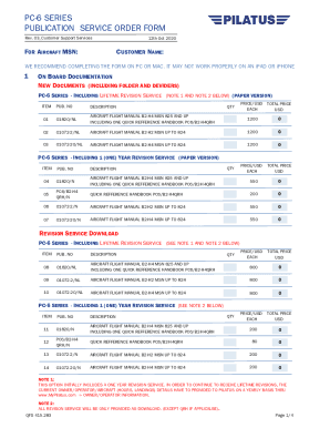 Fillable Online PC-6 SERIES PUBLICATION SERVICE ORDER FORM Fax Email ...