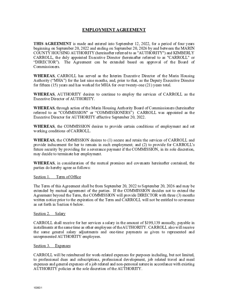 Fillable Online EMPLOYMENT AGREEMENT - Granicus Fax Email Print - pdfFiller