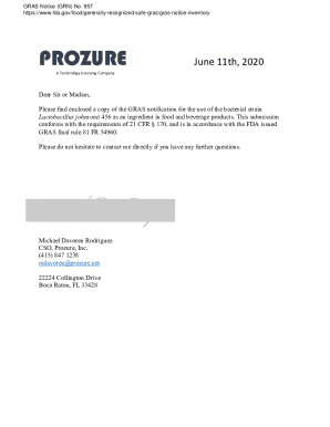Fillable Online Recently Published GRAS Notices and FDA Letters Fax Email Print - pdfFiller