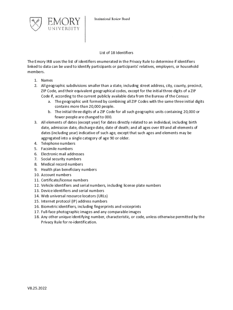 Fillable Online irb emory Automatic de-identification of textual ...